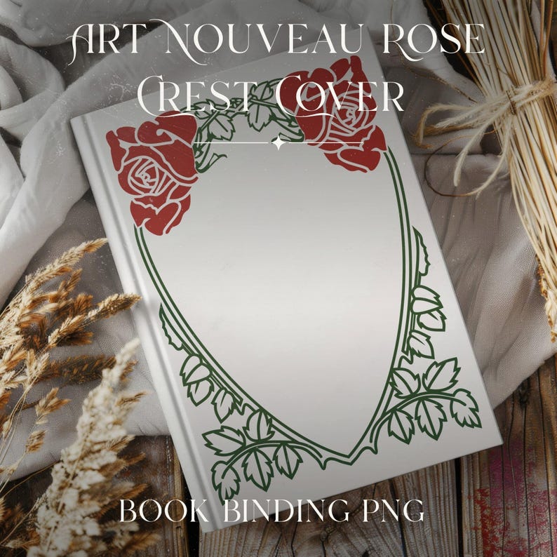 Book Cover Template Digital Design Art Nouveau Rose Crest Pattern ...