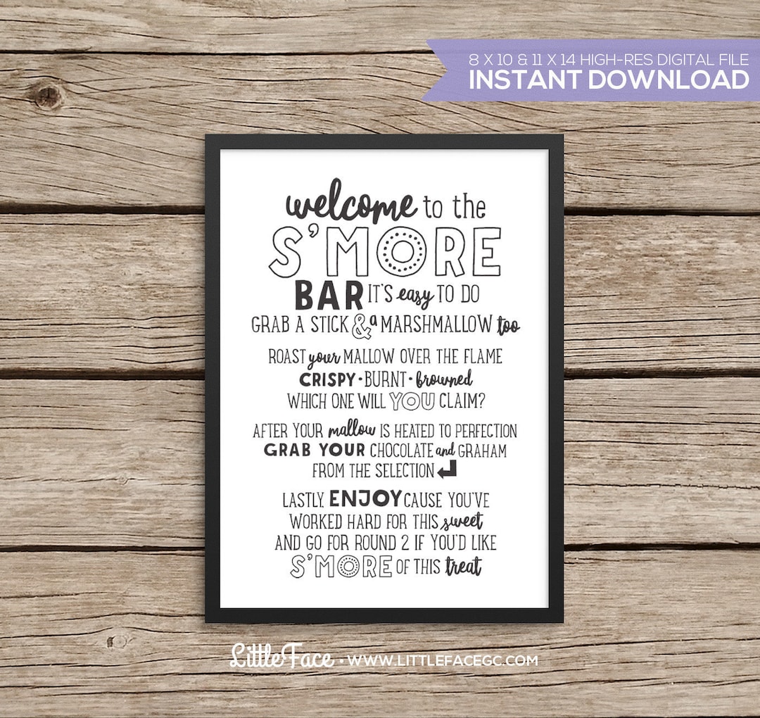 S'more Bar Sign – Printable Wedding Decor (instant Download) - Etsy