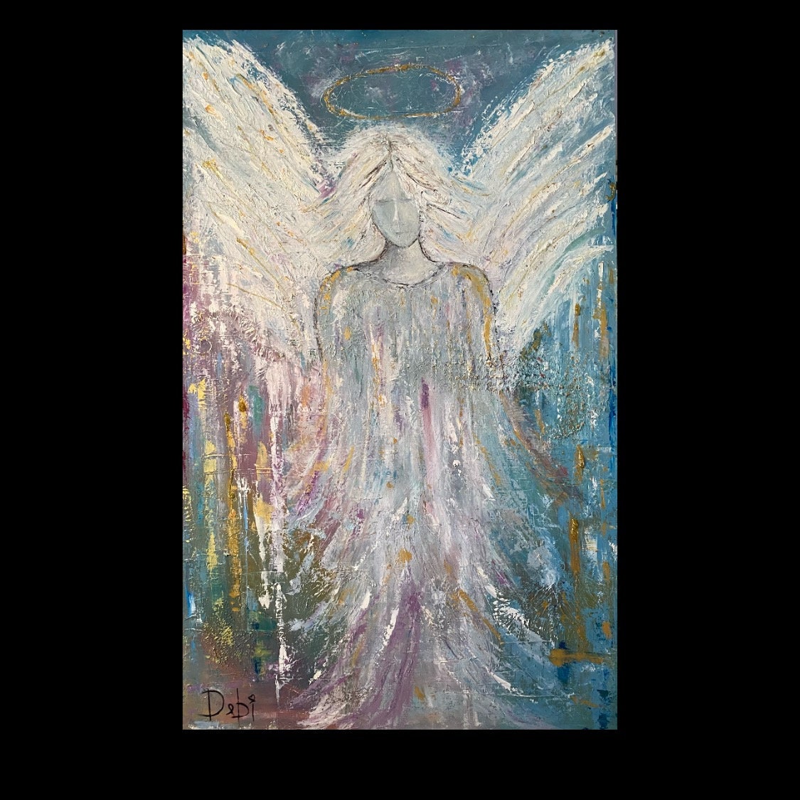 Figura original mujer ángel pintura abstracta - Etsy España