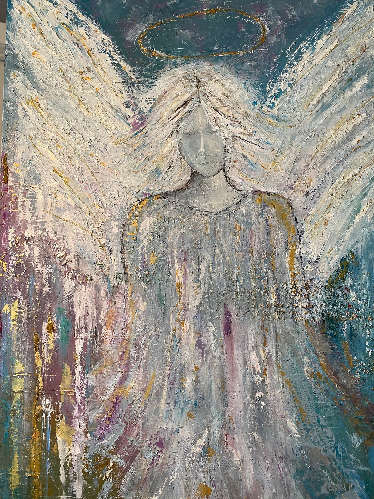 Figura original mujer ángel pintura abstracta - Etsy España