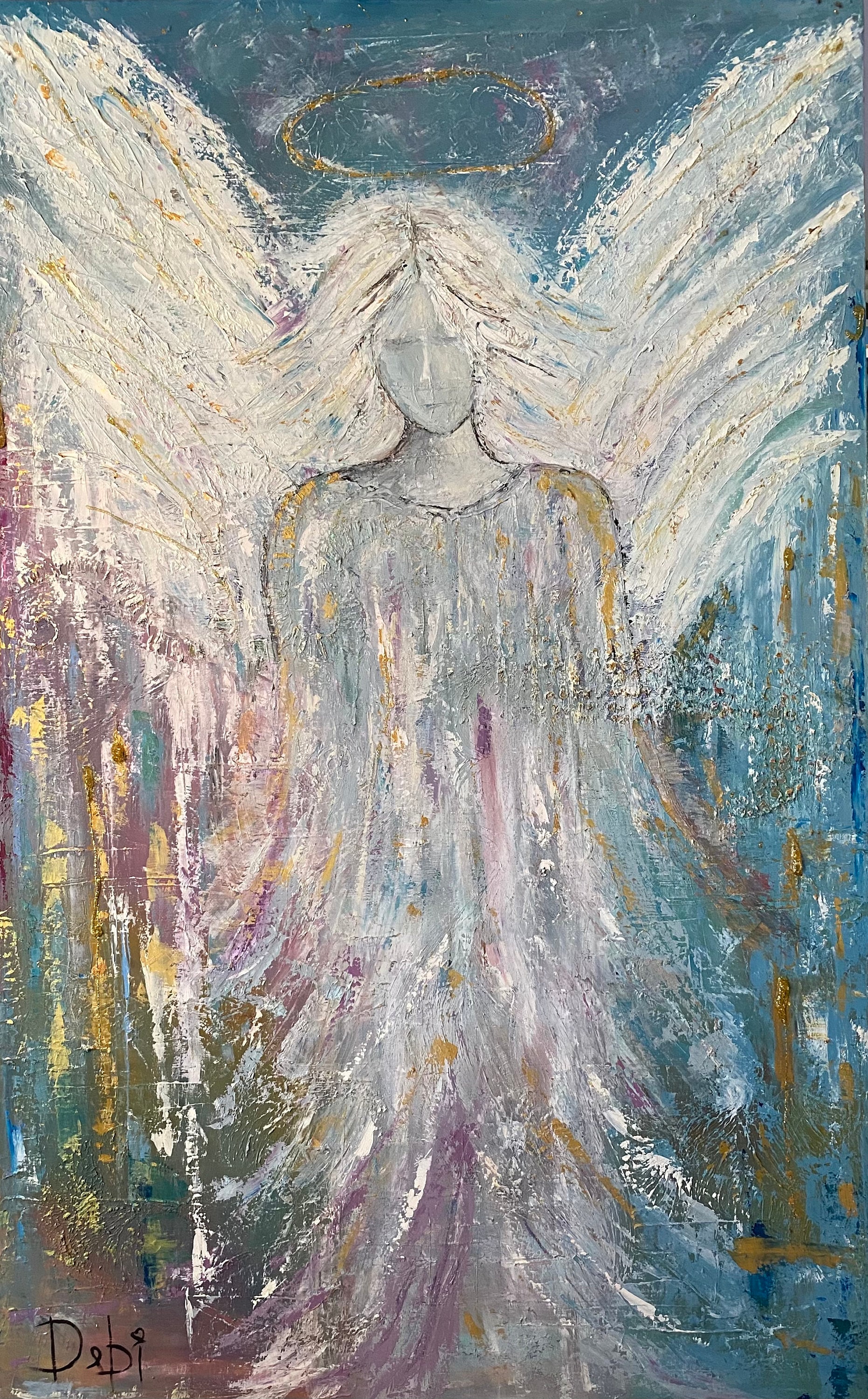 Figura original mujer ángel pintura abstracta - Etsy España