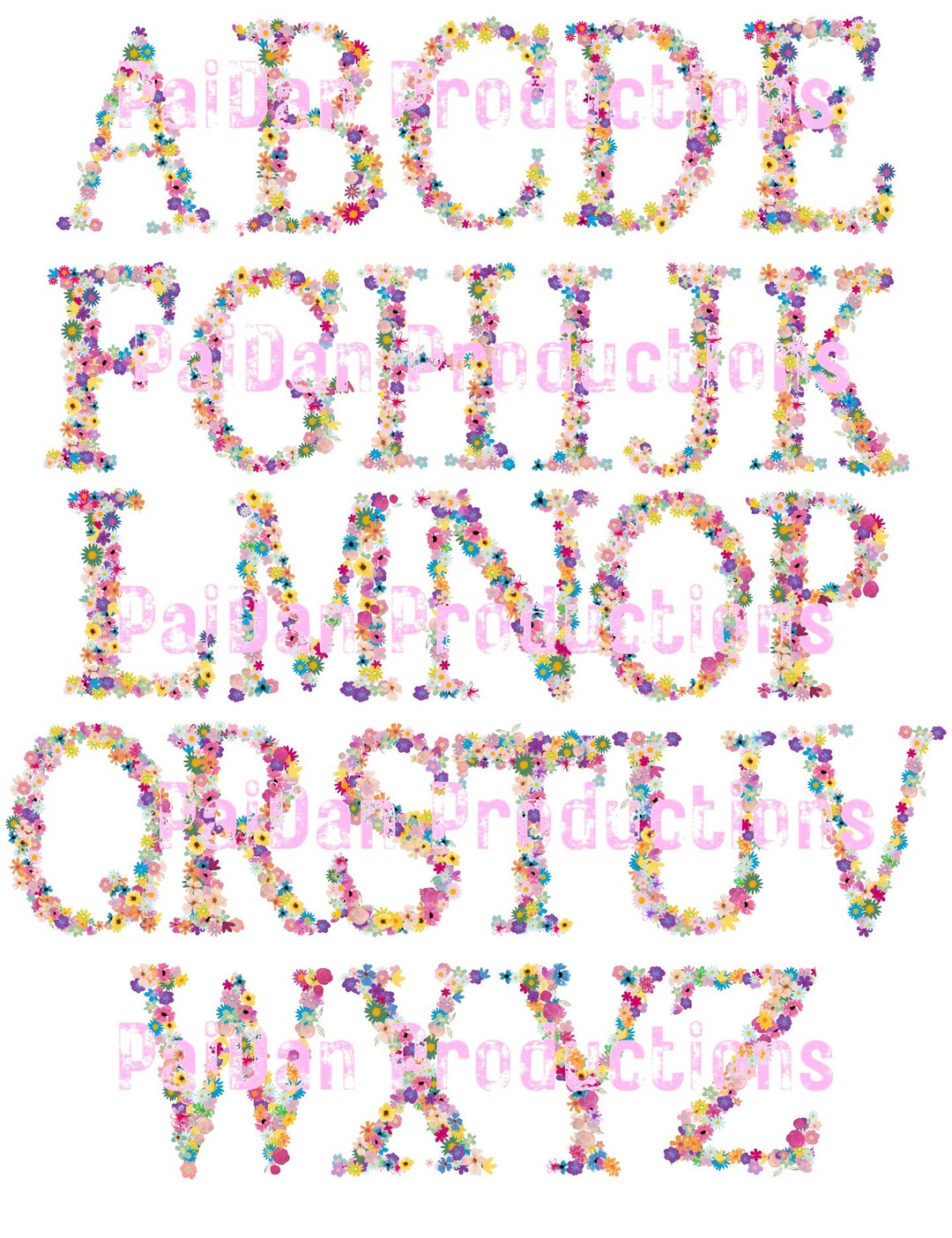 Set of A-Z Spring Flower Floral Letters Sublimation PNG - Etsy