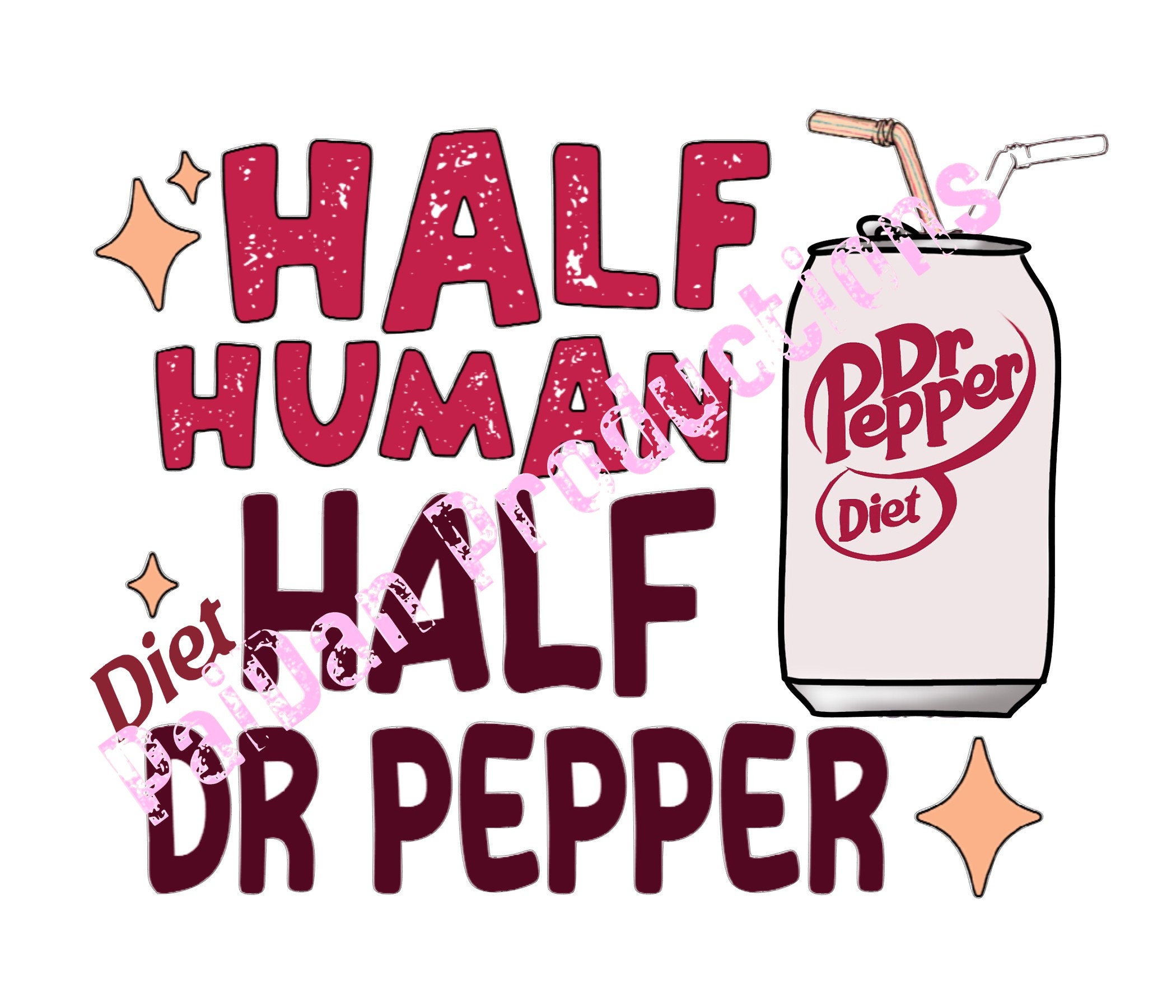 Half Human Half Diet Dr. Pepper Sublimation DTG DTF - Etsy