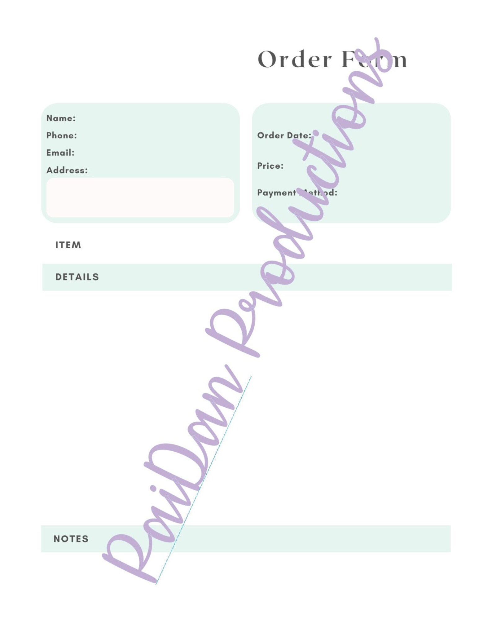 Crafters Order Form - Etsy