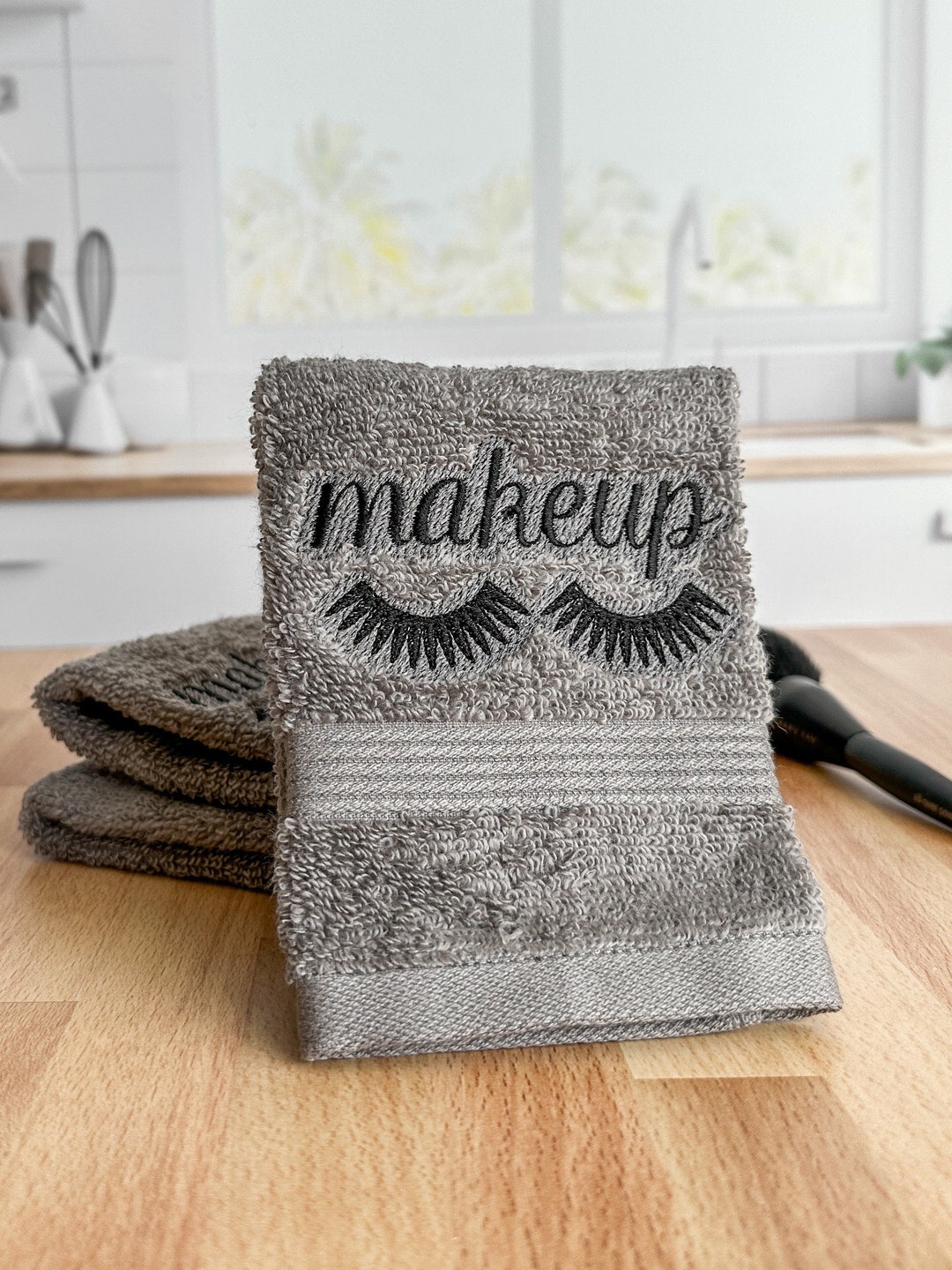 Embroidered Makeup Remover Face Wash Cloth/dark Color Washcloth/eye ...