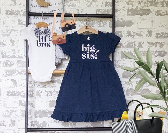 Personalized Big Sis Little Bro Matching Outfits, Big Sister Dress ...