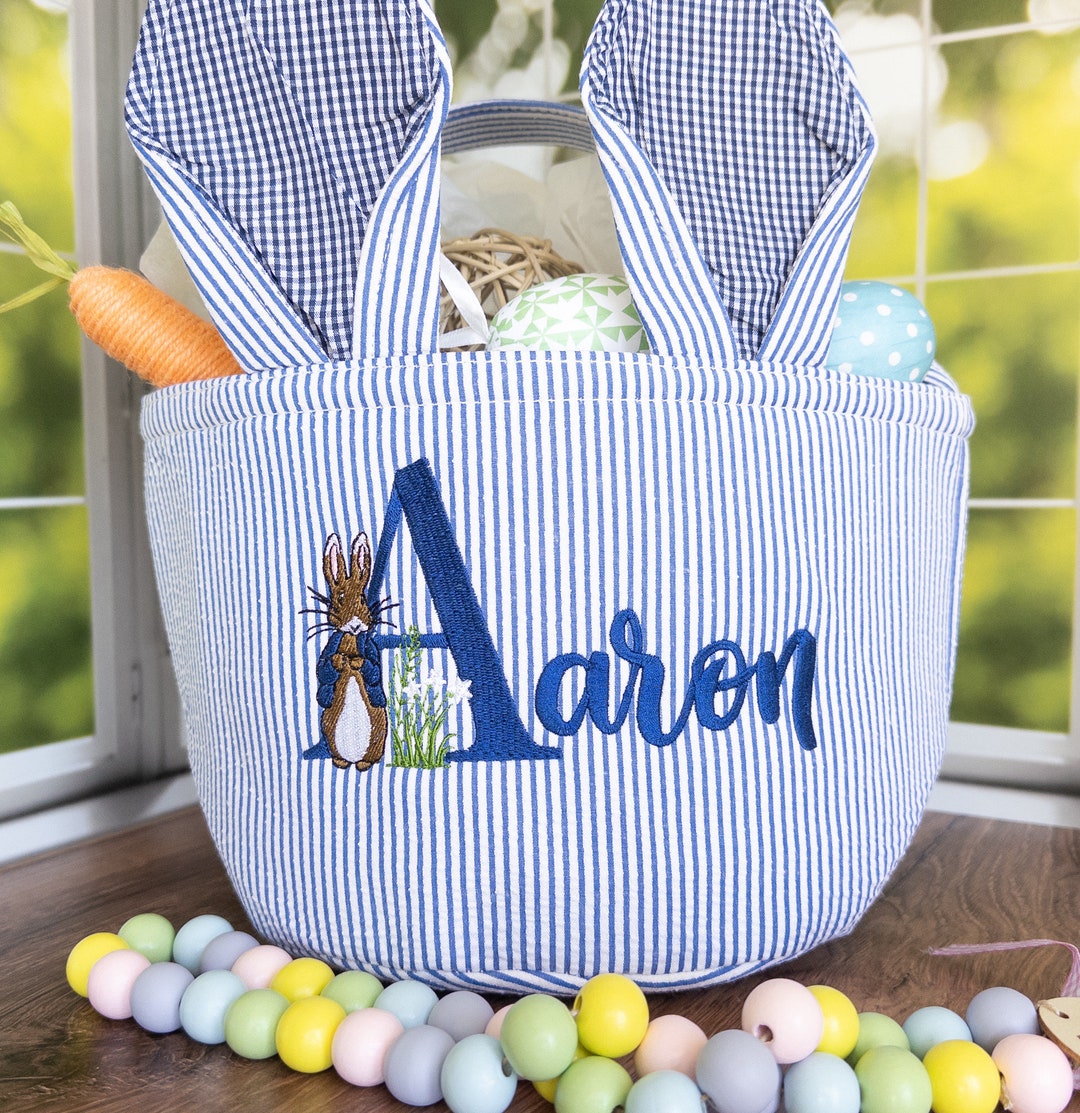 Personalized Peter Rabbit Embroidered Easter Basket for Easter Photos ...