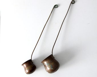 Vintage Copper Liquor Ladle With Brass Handles and Brass Plates With ...