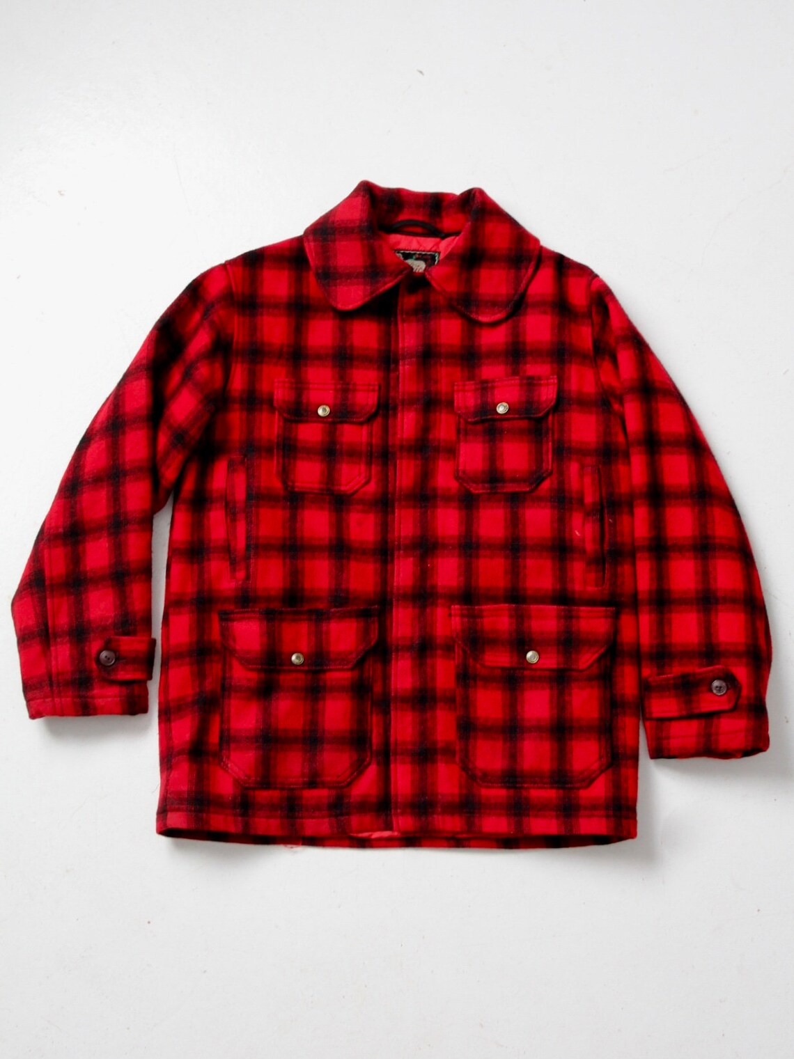 1960s Woolrich Wool Coat, Vintage Men's Red Plaid Hunting Jacket - Etsy