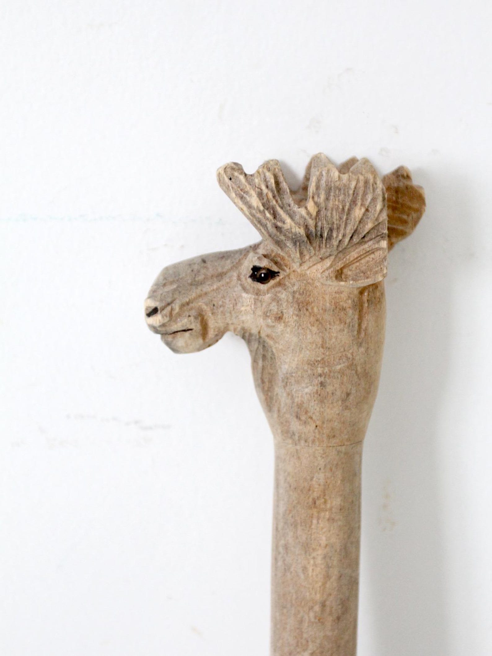 Vintage Hand-carved Moose Walking Stick - Etsy