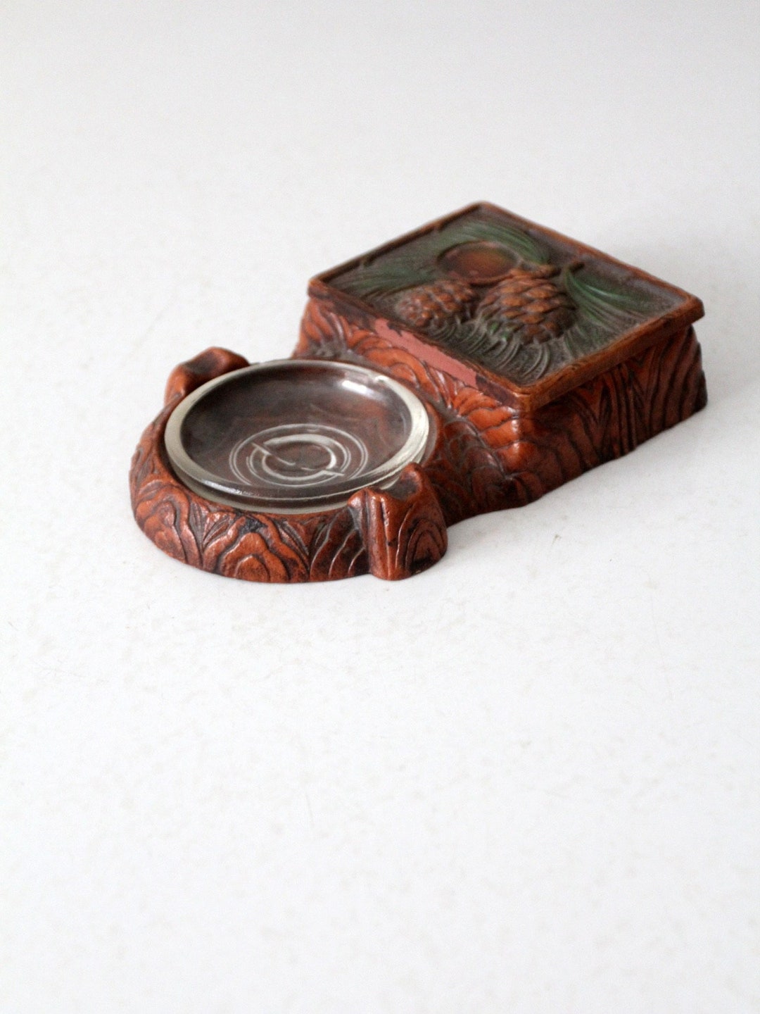 Vintage Syroco Cigarette Box With Ashtray, Faux Bois Acorn Valet Box - Etsy