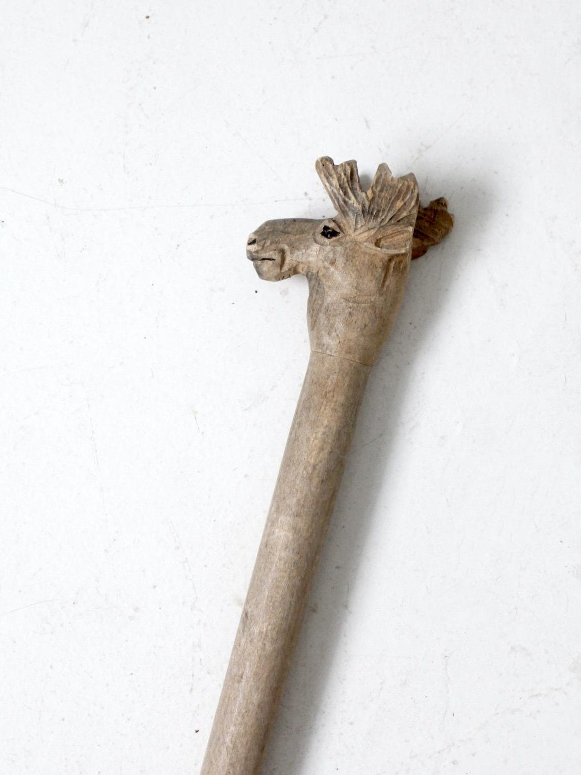 Vintage Hand-carved Moose Walking Stick - Etsy