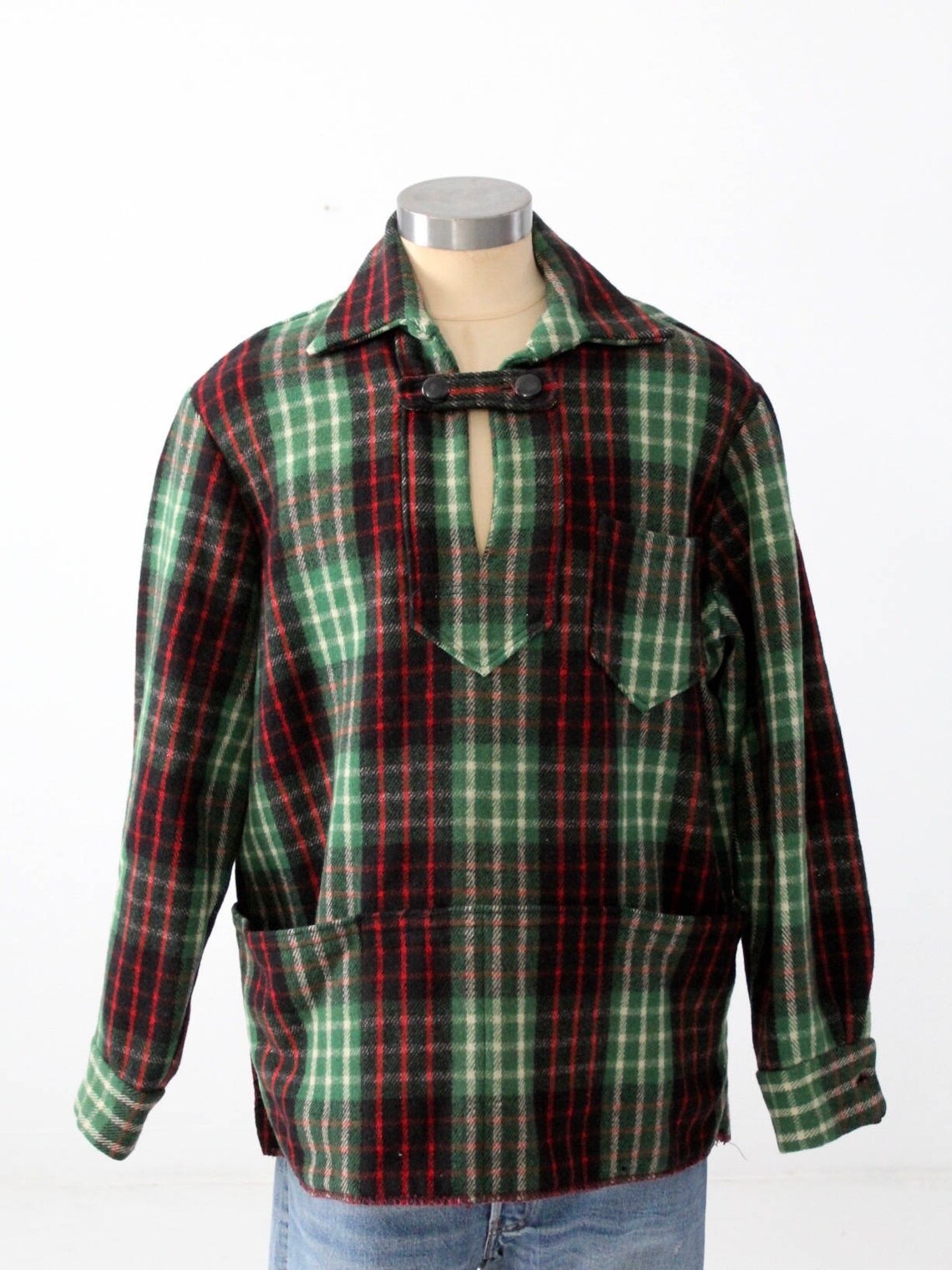Vintage Men's Plaid Shirt, Wool Pullover - Etsy