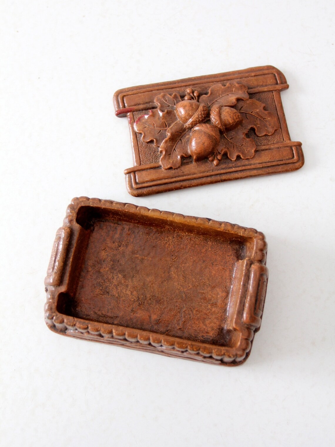 Vintage Syroco Style Box / Acorn Composite Wood Cigarette Box - Etsy