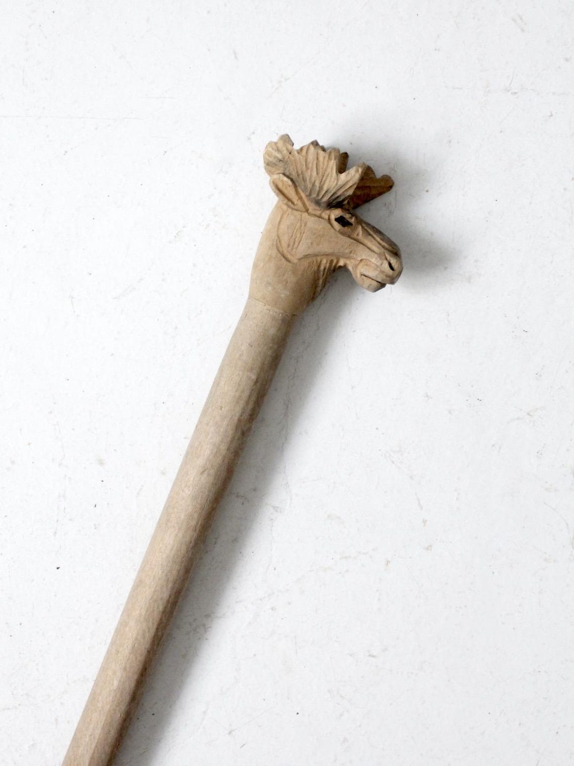 Vintage Hand-carved Moose Walking Stick - Etsy