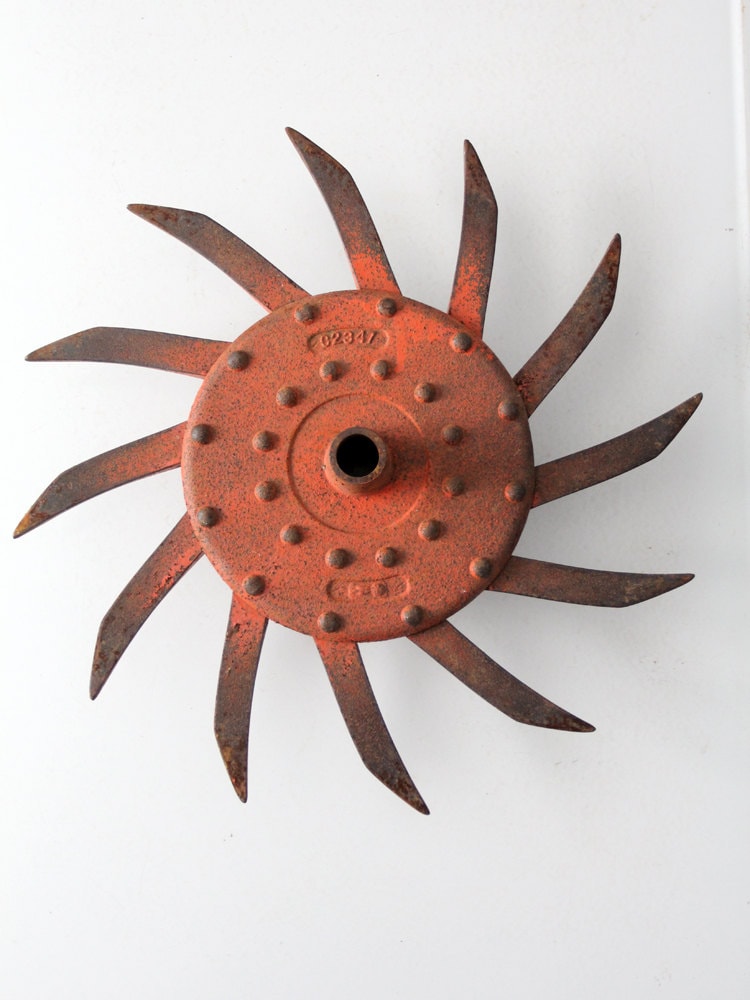 Antique Hoe Wheel, Orange Primitive Farm Implement - Etsy
