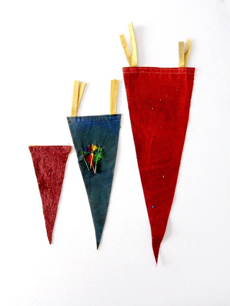 Vintage American Felt Pennants Set of 3 - Etsy