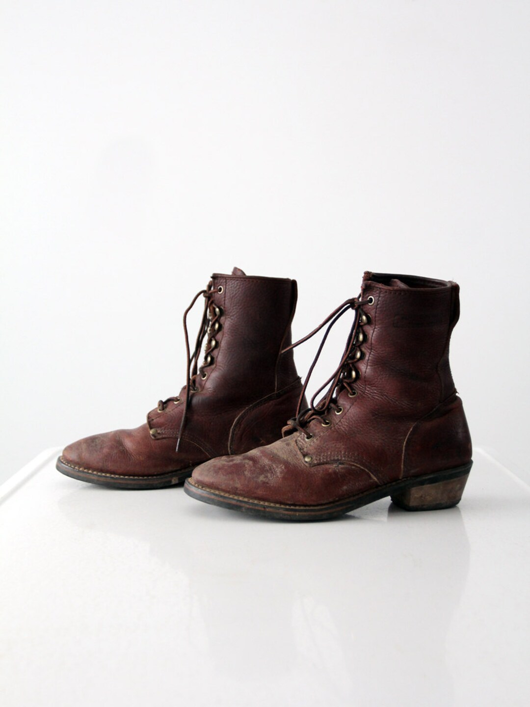 Vintage Lace up Work Boots, Men's Leather Boots, Size 10 - Etsy