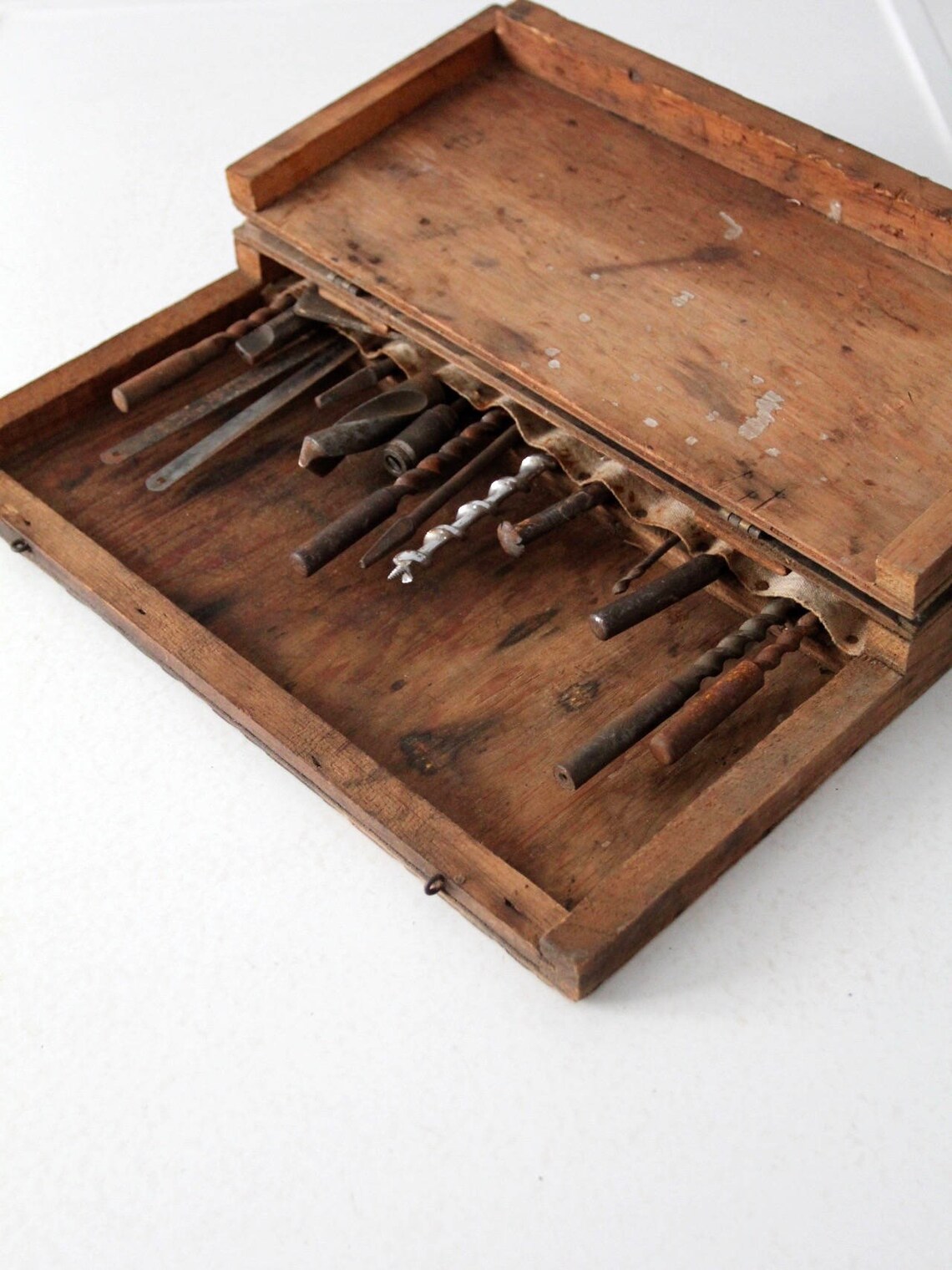 Vintage Tools With Wood Case, Vintage Drill Bit Set - Etsy