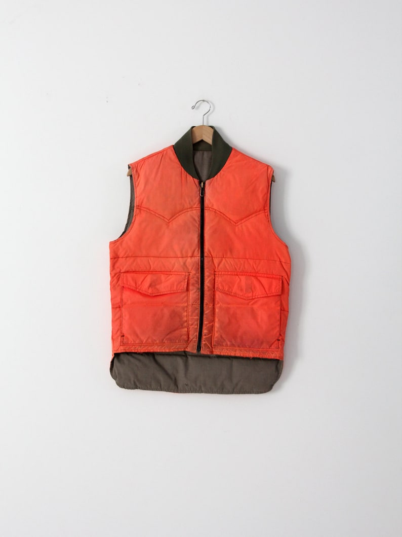 Vintage Hunting Vest, Orange Nylon Puff Vest - Etsy