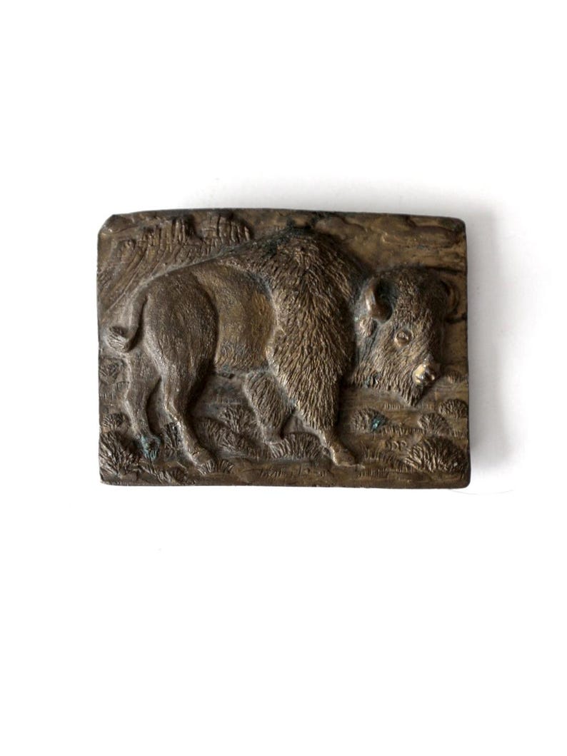 Vintage Brass Bison Buckle - Etsy