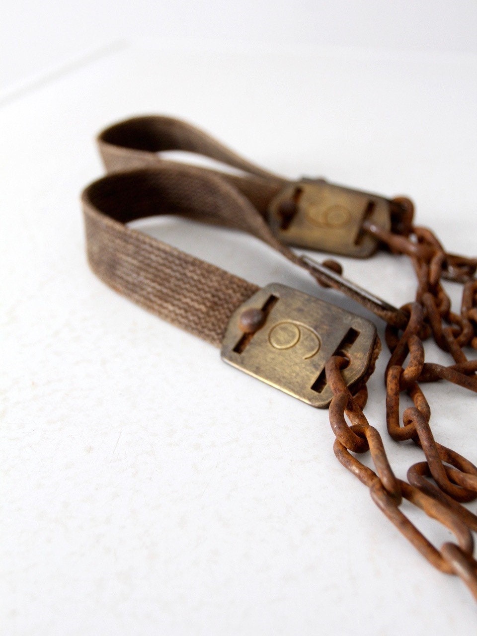 Vintage Canvas Straps With Chains Brass Numbers - Etsy