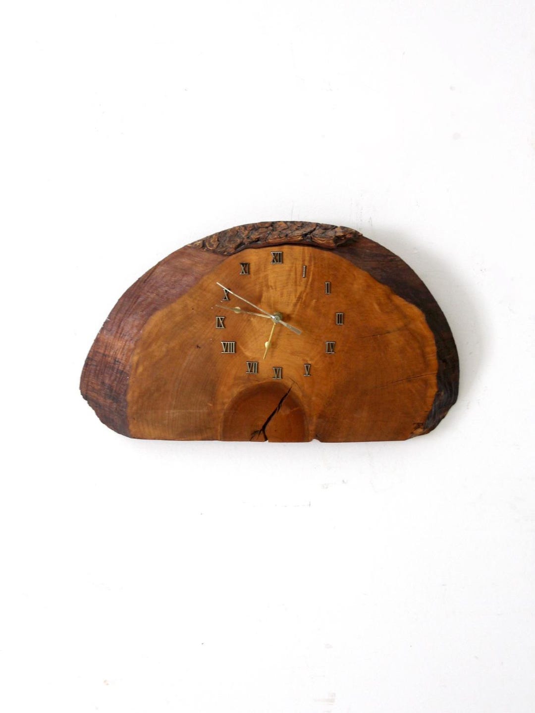 Vintage Handmade Live Edge Wall Clock - Etsy