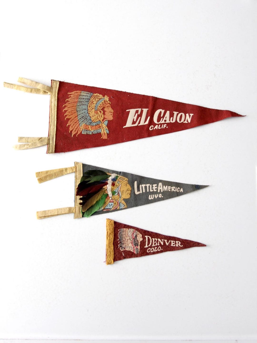 Vintage American Felt Pennants Set of 3 - Etsy