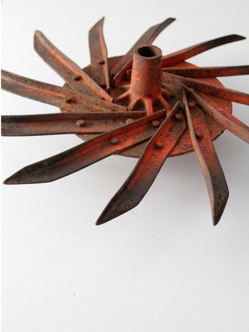 Antique Hoe Wheel, Orange Primitive Farm Implement - Etsy