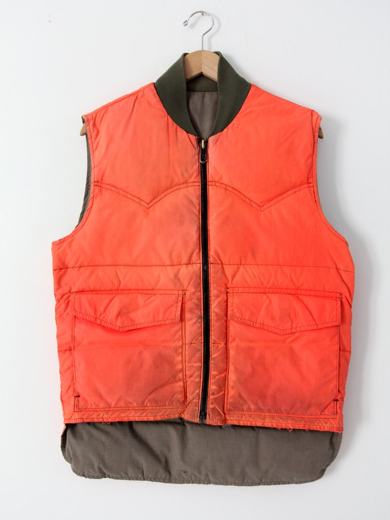 Vintage Hunting Vest, Orange Nylon Puff Vest - Etsy