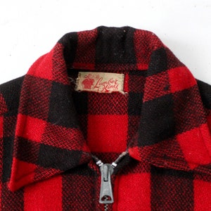 Vintage 50s Lumber King Jacket, Red Buffalo Plaid Zip Up - Etsy