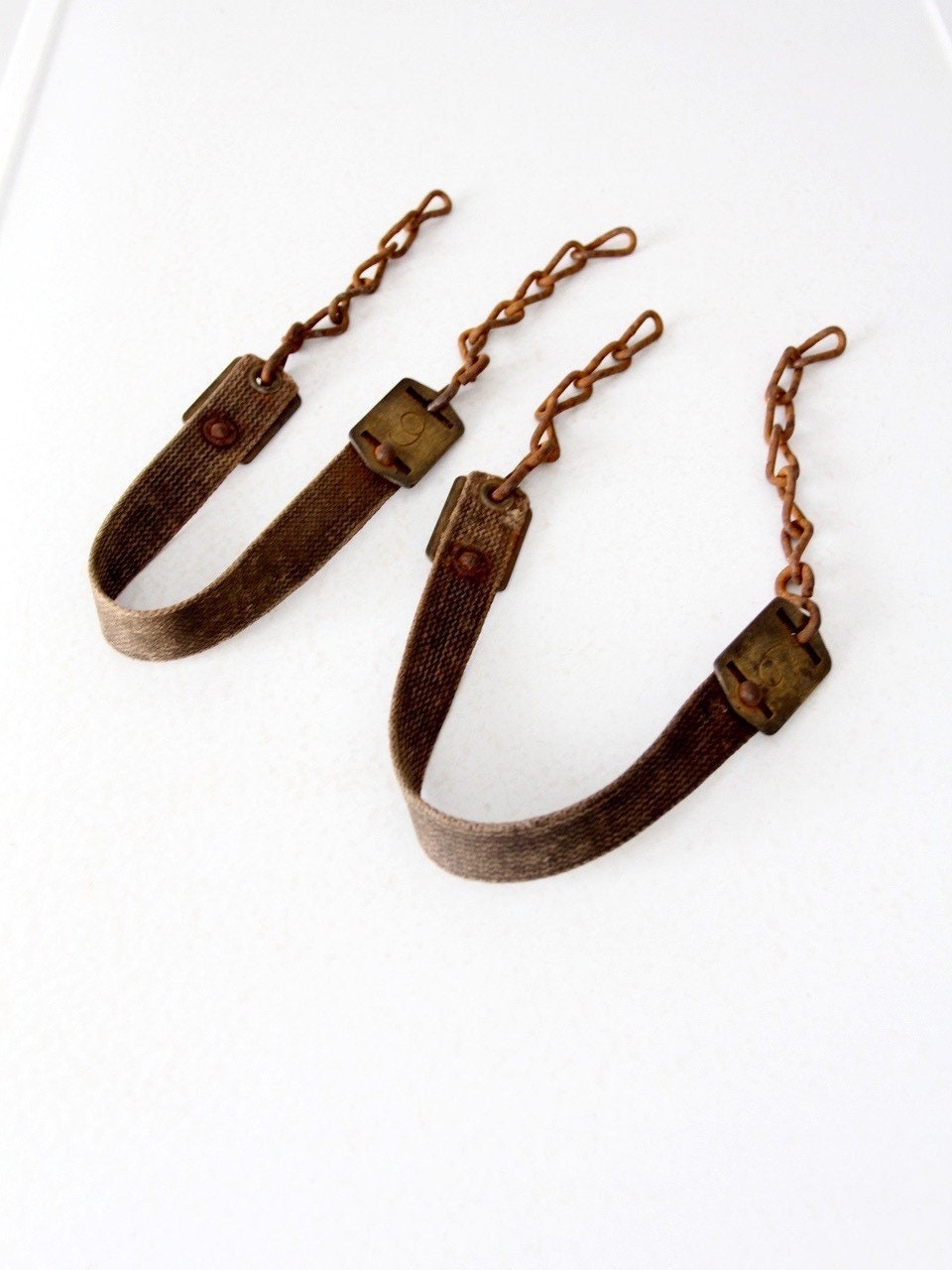 Vintage Canvas Straps With Chains Brass Numbers - Etsy