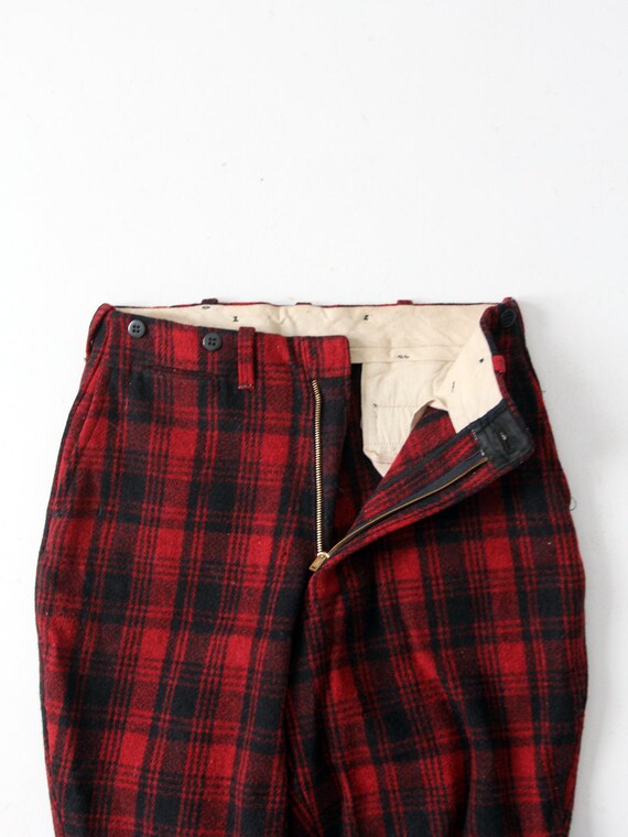 1930s plaid wool pants, red lumberjack or hunting pan… - Gem