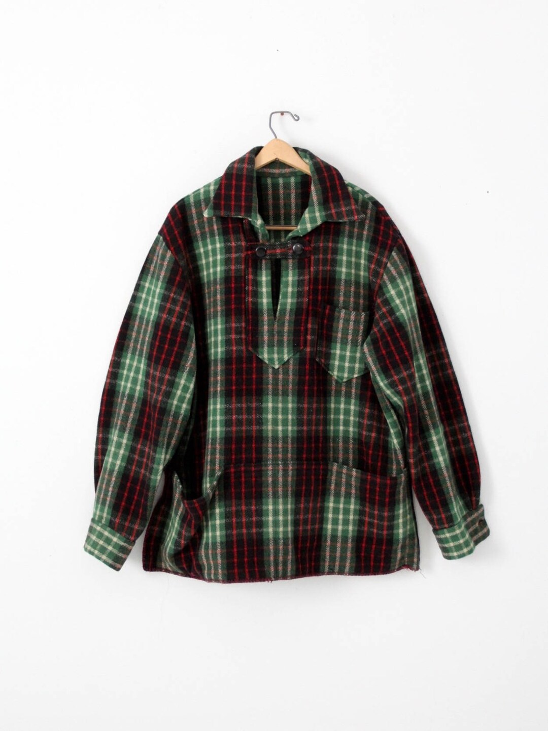 Vintage Men's Plaid Shirt, Wool Pullover - Etsy