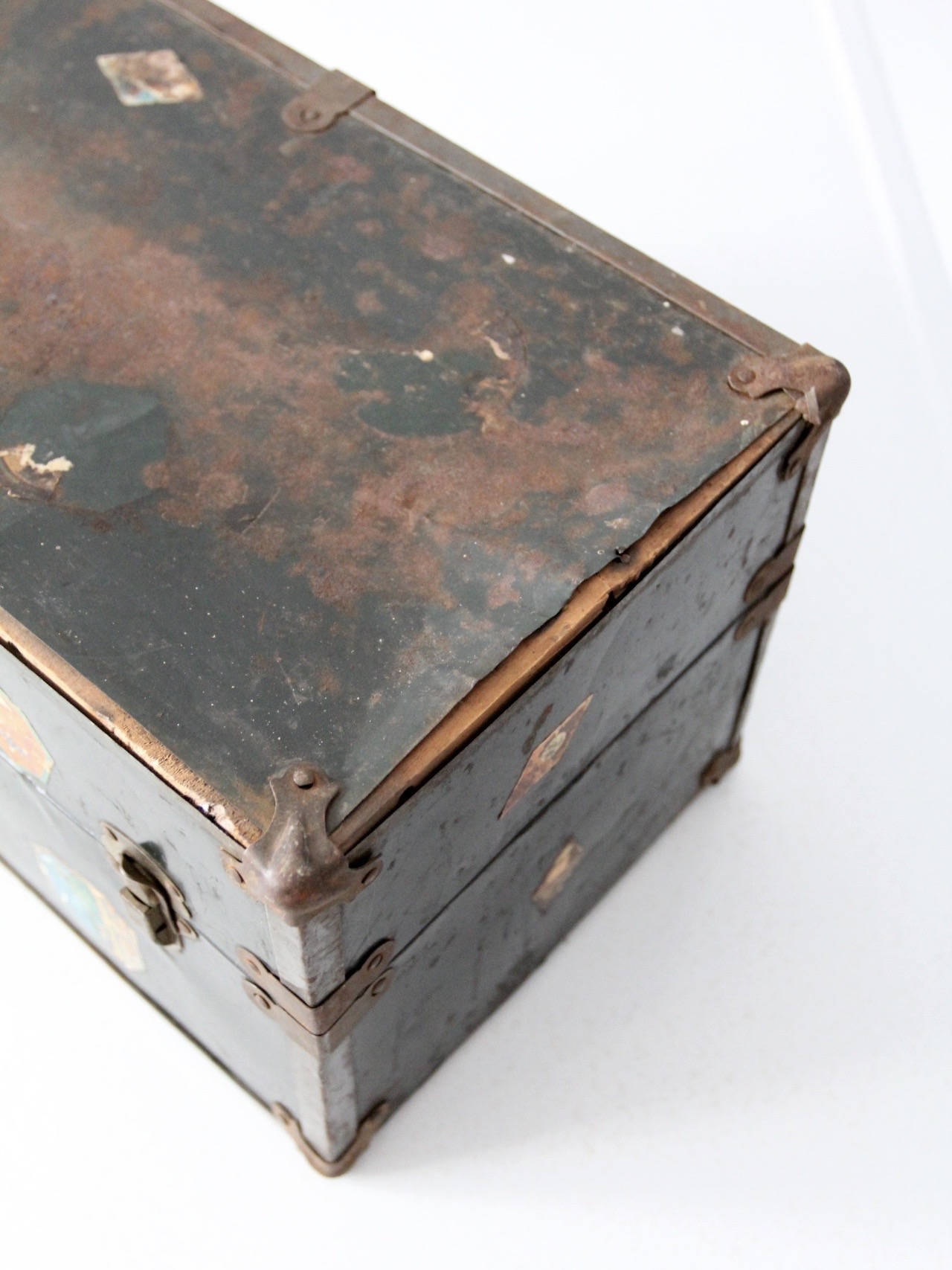 Antique Metal Trunk With Travel Stickers, Mary Lu Playthings Trunk - Etsy
