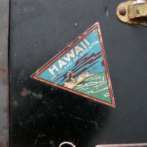 Antique Metal Trunk With Travel Stickers, Mary Lu Playthings Trunk - Etsy