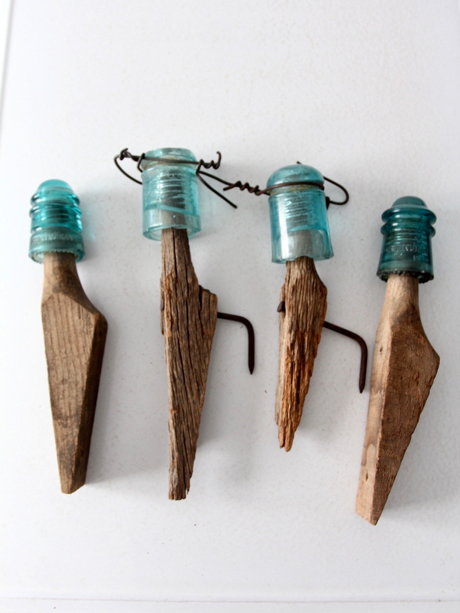 Vintage Wood Electrical Posts With Insulators, Collection of 4 - Etsy