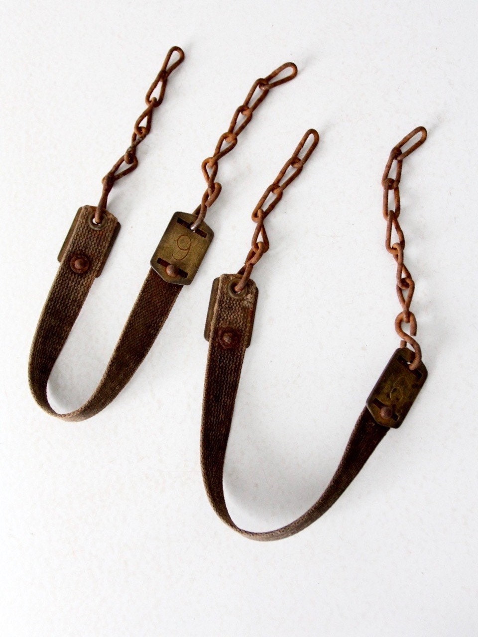 Vintage Canvas Straps With Chains Brass Numbers - Etsy