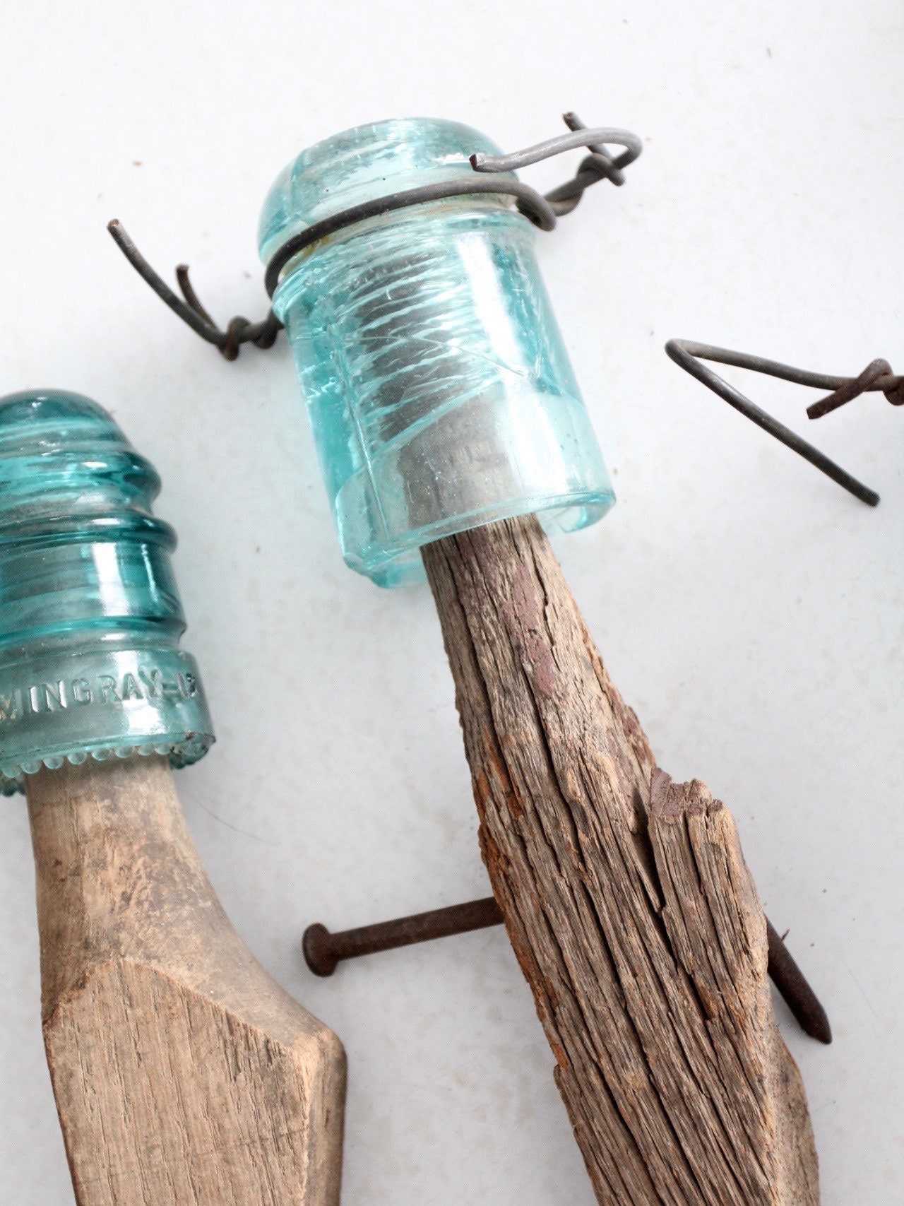 Vintage Wood Electrical Posts With Insulators, Collection of 4 - Etsy