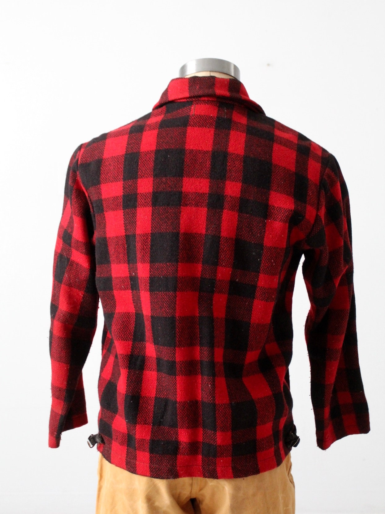 Vintage 50s Lumber King Jacket, Red Buffalo Plaid Zip Up - Etsy