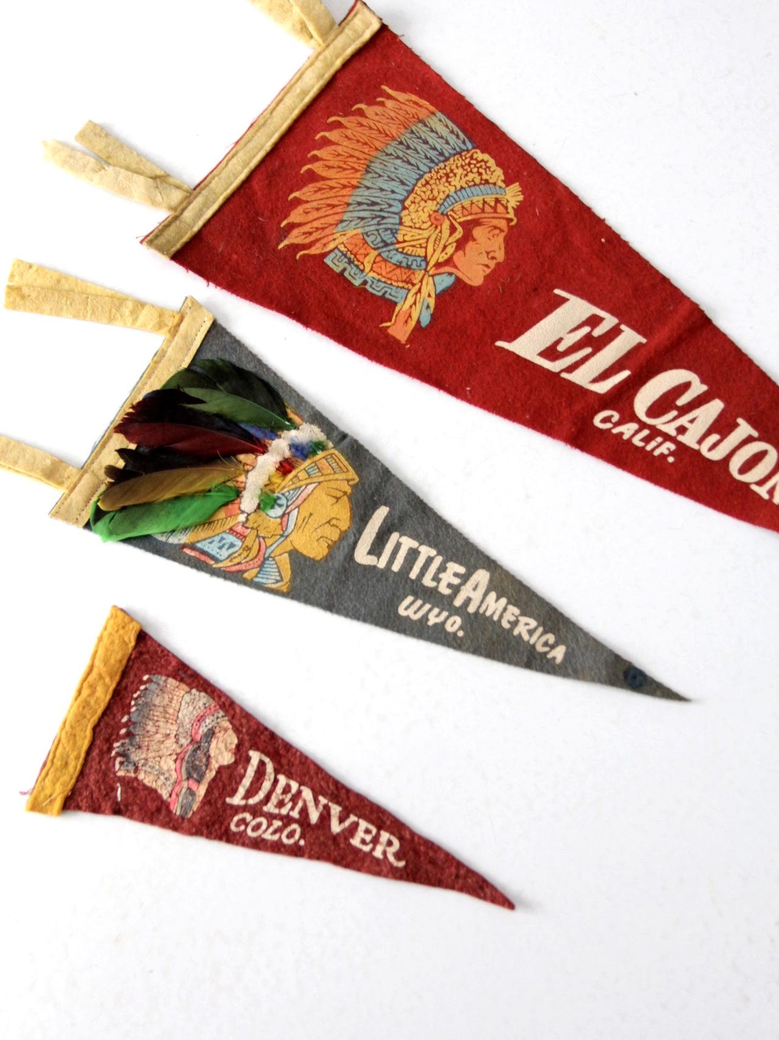 Vintage American Felt Pennants Set of 3 - Etsy