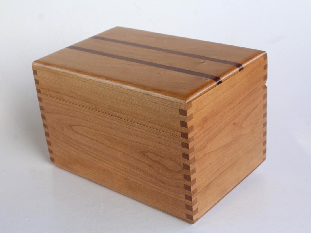 Recipe Box for 5x8 Cards With Removable Partition Made of Cherry Wood ...