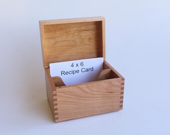 Recipe Box Made of Alder for 4x6 Cards With Removable Partition ...