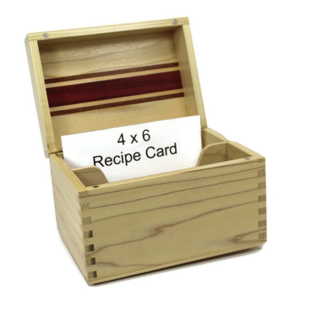 Recipe Box for 4x6 Cards, Divider Made of Poplar rc10917d - Etsy