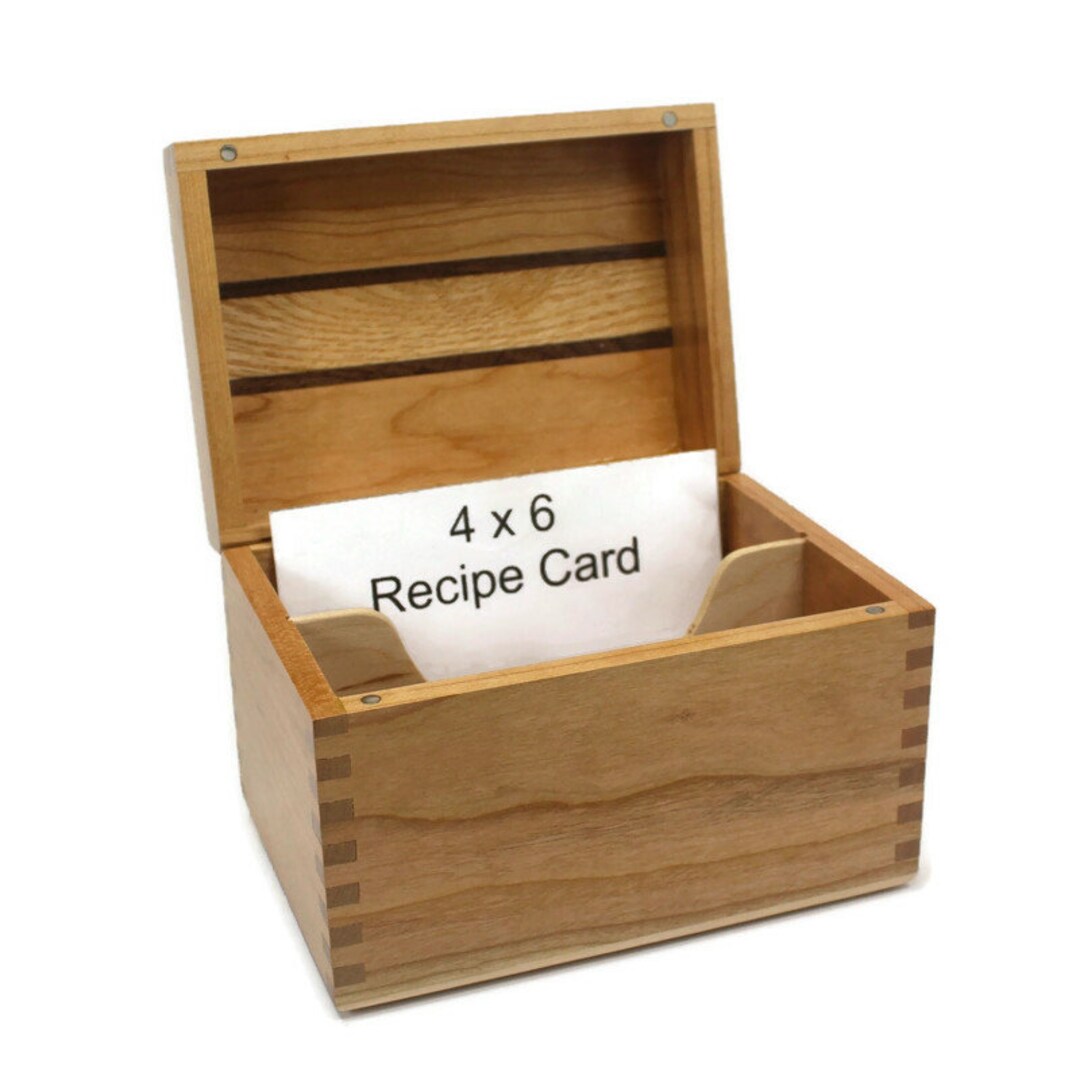 Recipe Box 4x6 Cards With Divider Made of Cherry, Walnut, and Oak ...