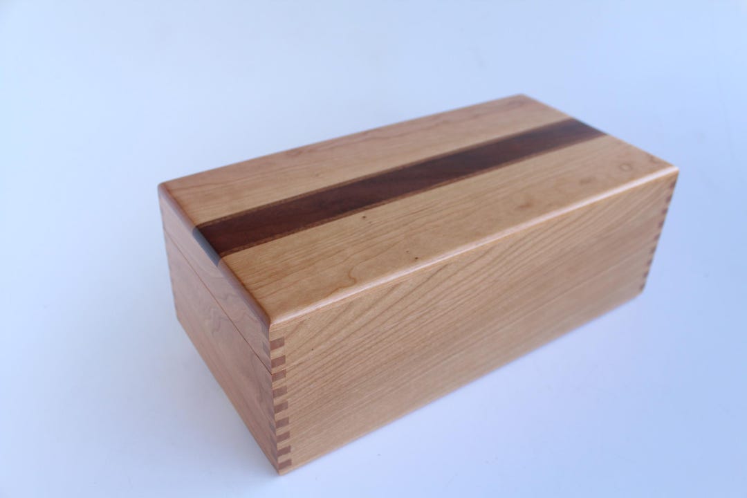 Double Recipe Box for 4x6 Cards Made of Cherry, Mahogany, and Walnut ...