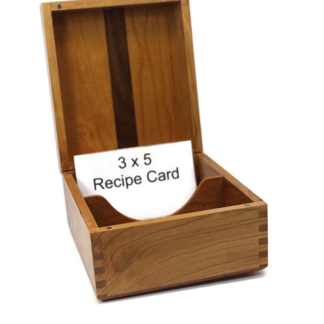 Mid Size Cherry Recipe Box for 3x5 Cards Divider Made of - Etsy