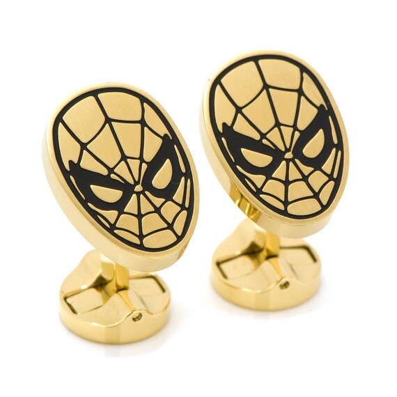 Stainless Steel Black and Gold Spider-man Cufflinks - Etsy