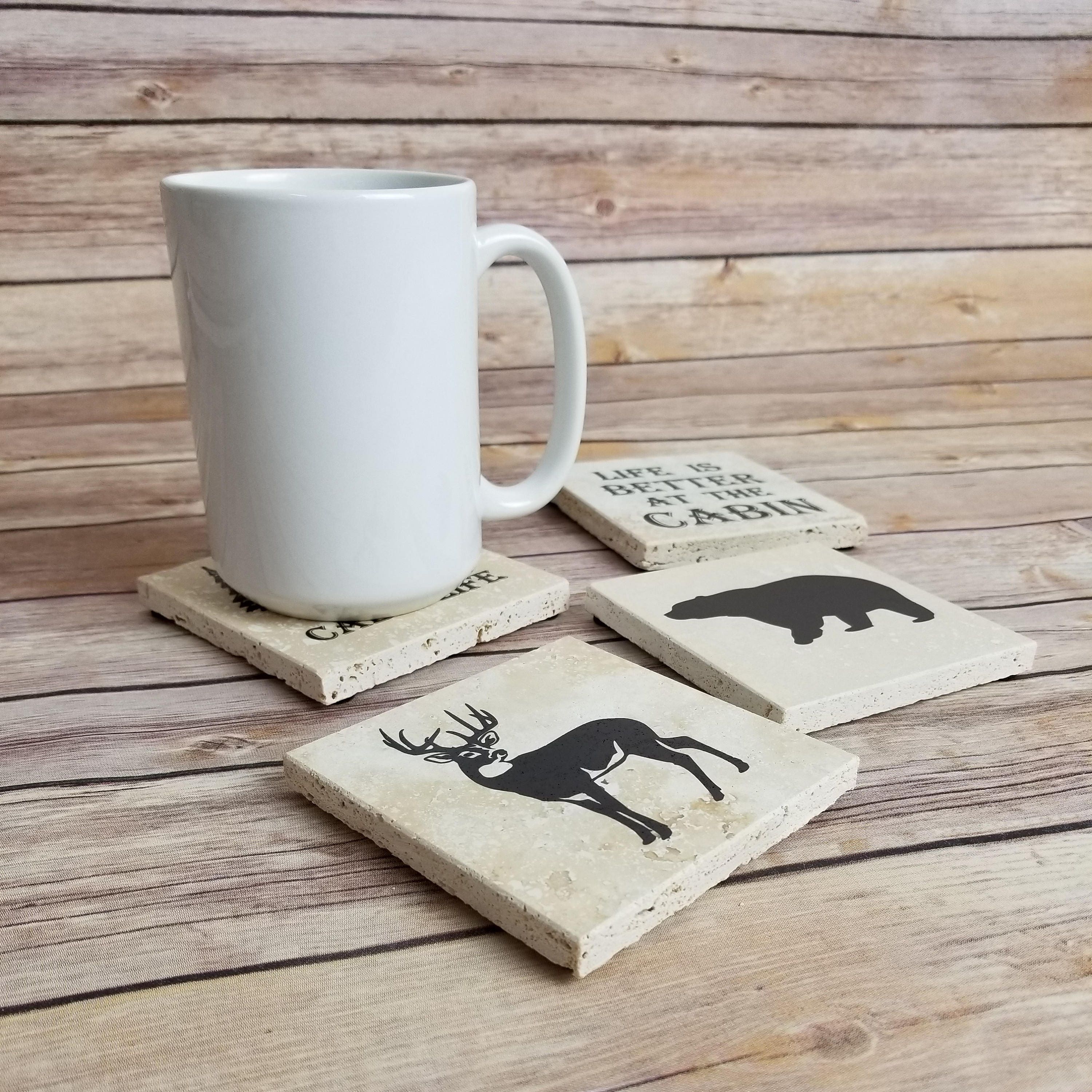 Cabin Decor Natural Stone Coaster Set Rustic Farmhouse Decor | Etsy