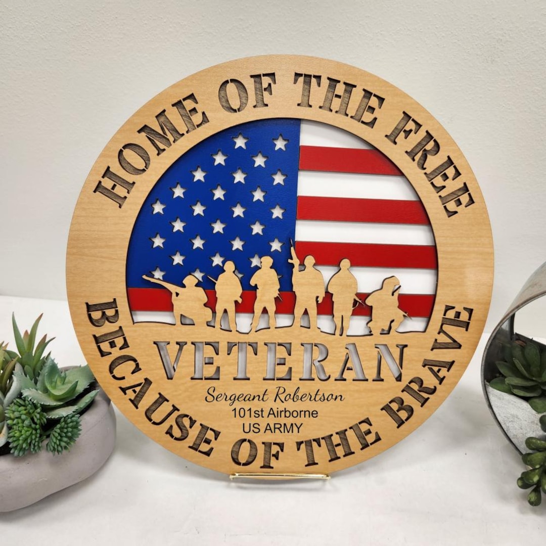 Personalized Gift for Military Veteran, Layered Wood Wall Art, House ...